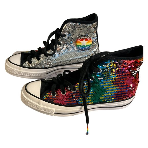 Converse | Shoes | Converse Chuck Taylor Lgbtq Rainbow Patch Sequined ...